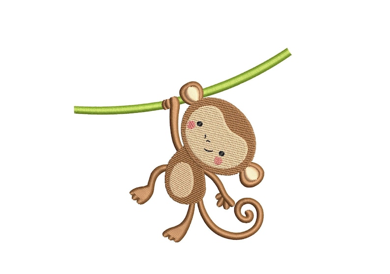 Baby Monkey Embroidery Design 5 Sizes Instant Download - Etsy