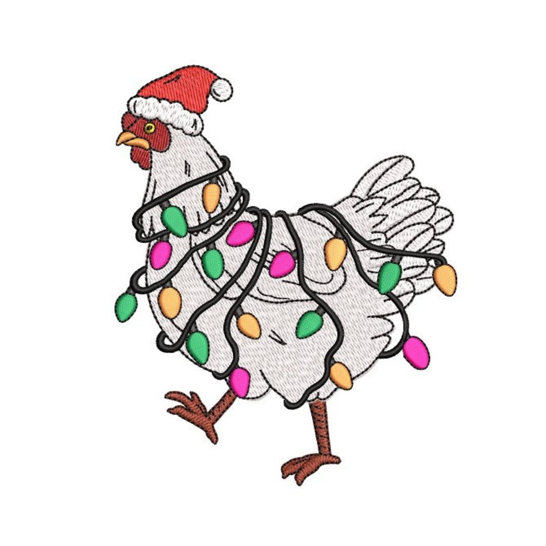 White Christmas Chicken Embroidery Design, 3 Sizes, Instant Download - Etsy