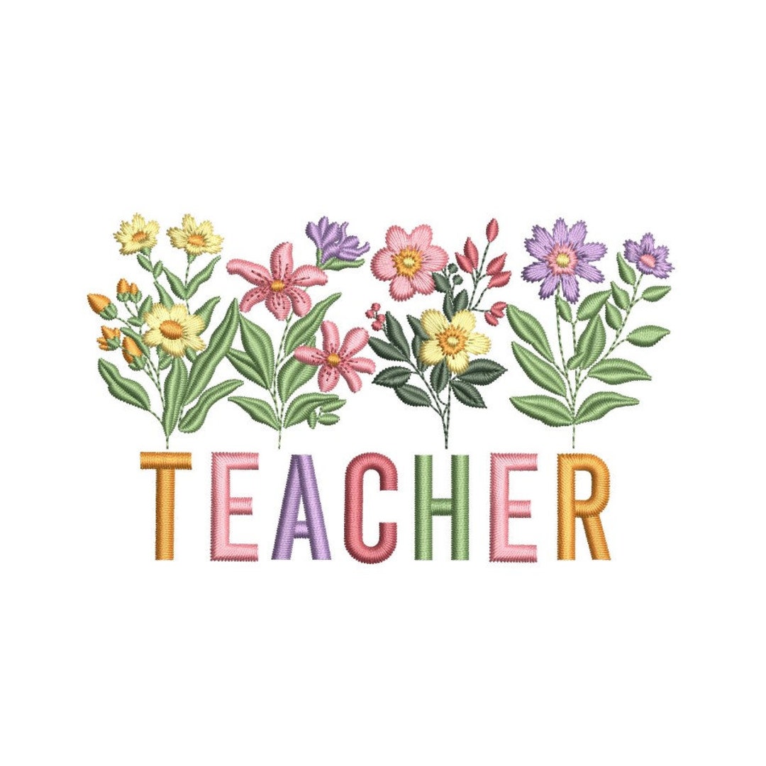 Teacher Embroidery Design, 3 Sizes, Instant Download - Etsy