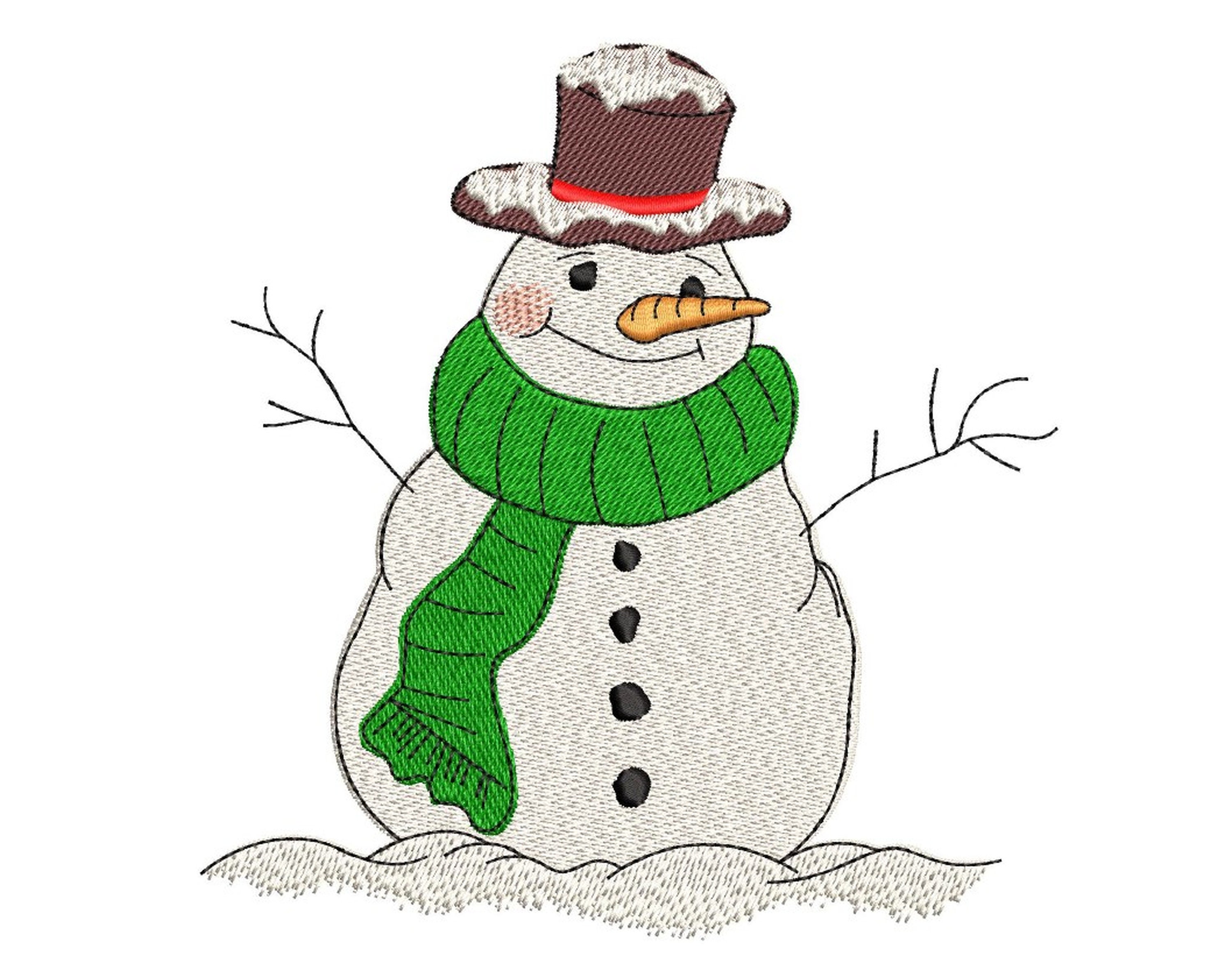 Snowman Embroidery Design, Christmas Embroidery File, 5 Sizes, Instant ...