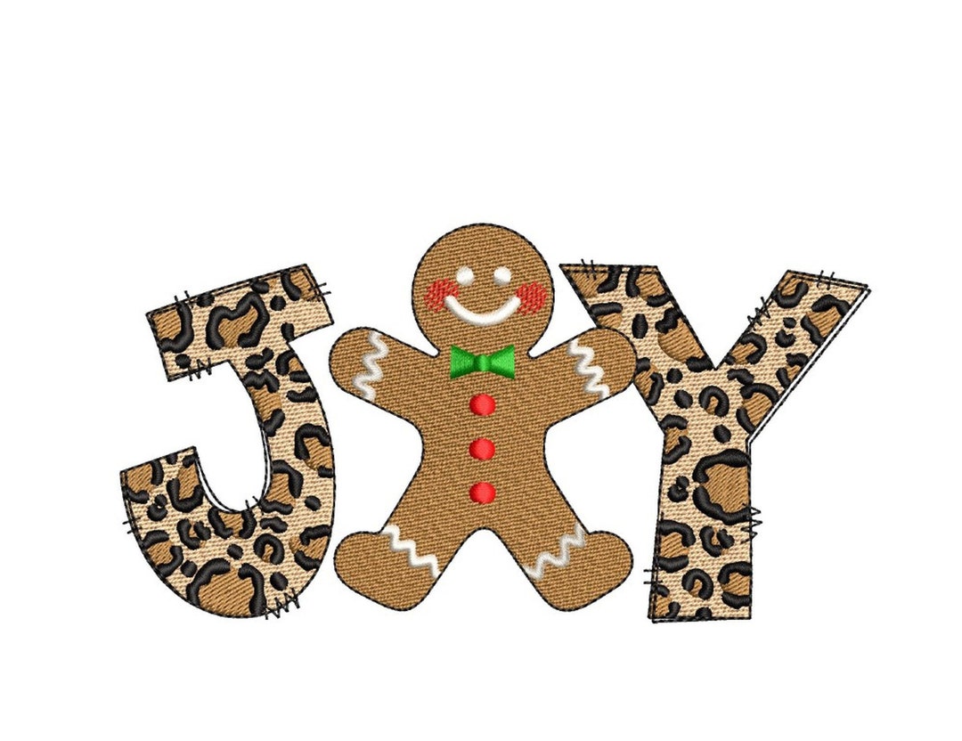 Christmas Joy Gingerbread Man Embroidery Design, 4 Sizes, Instant ...