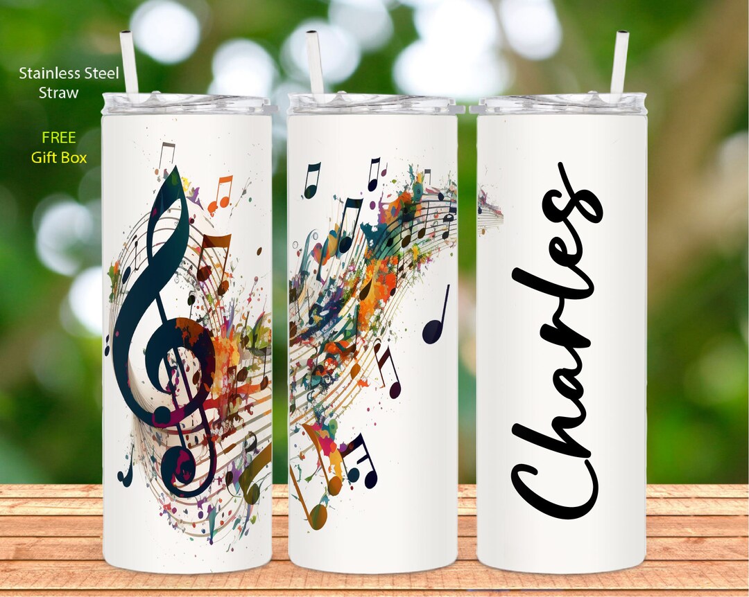 Music Notes Personalized Tumbler Abstract Art Cup Music Teacher Gift ...