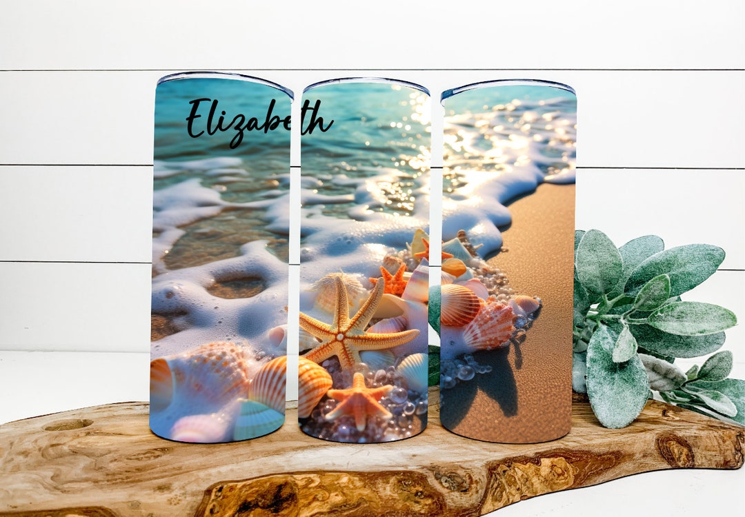 Personalized Seashells Beach Ocean Tumbler Cup Vacation Tumbler With ...