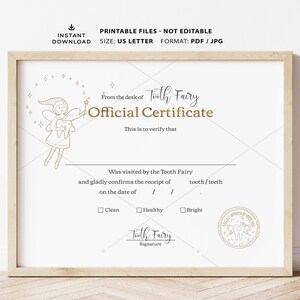 Printable Tooth Fairy Certificate First Tooth Lost Tooth - Etsy