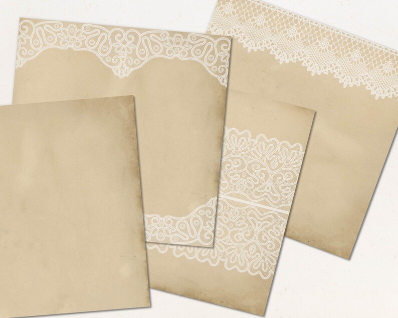 Vintage Ivory With Lace Shabby DIGITAL Papers Journal Paper - Etsy