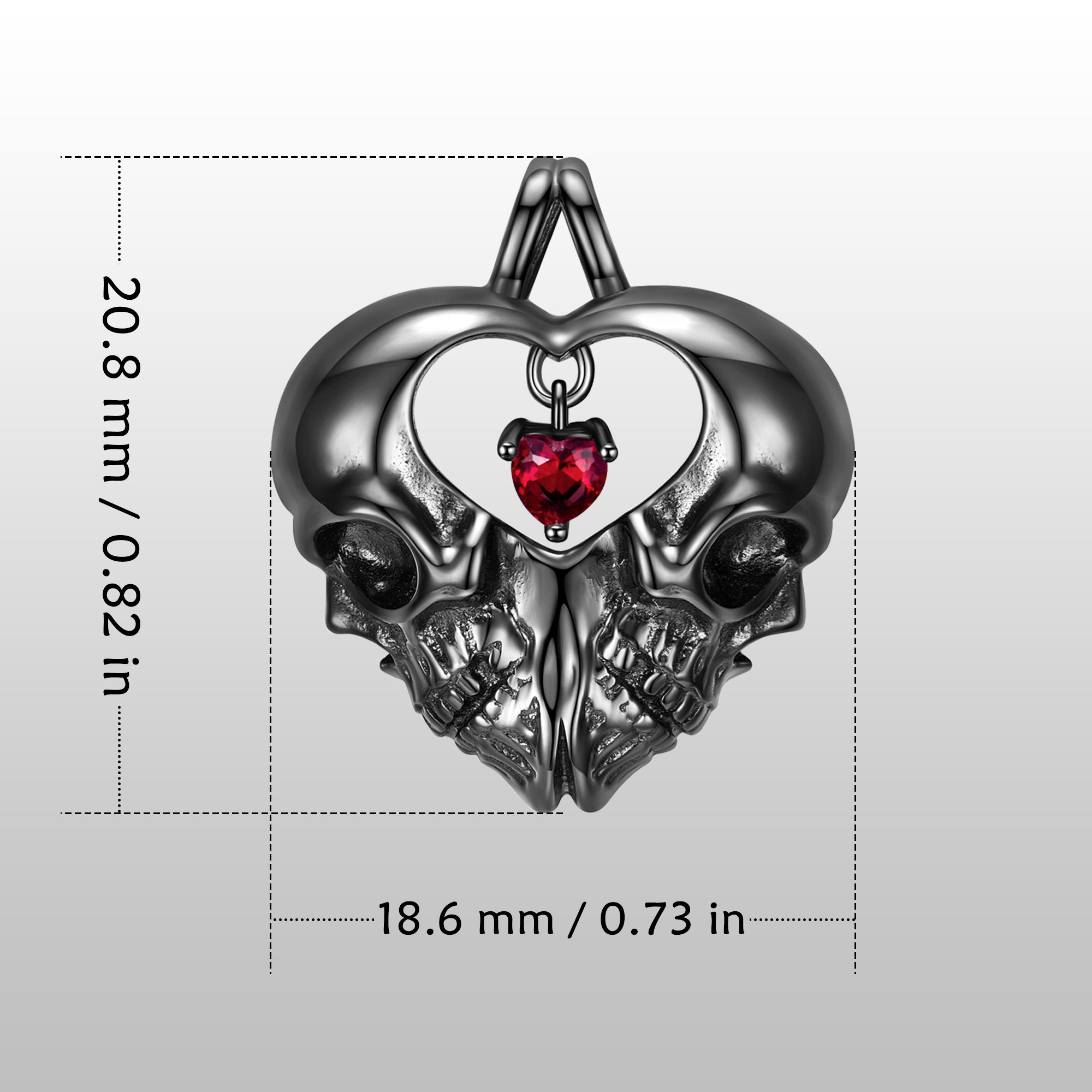 Double Sided Skeleton Heart Pendant Halloween Necklace S925 Sterling ...