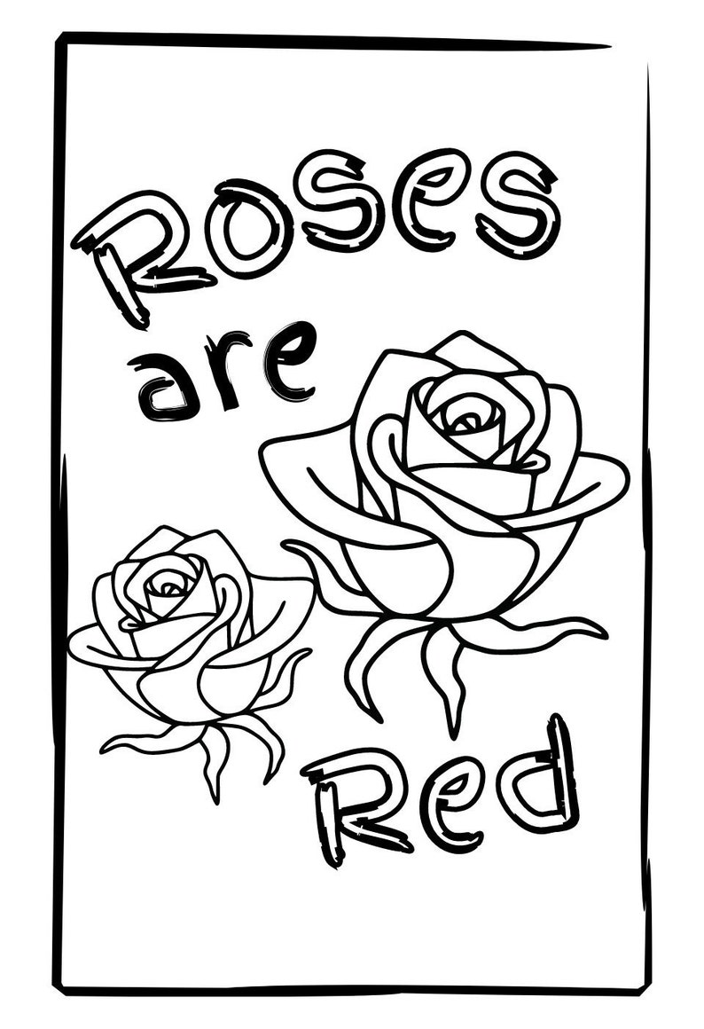 Printable Mother's Day Card to Color 'roses Are Red, Violets Are Blue ...