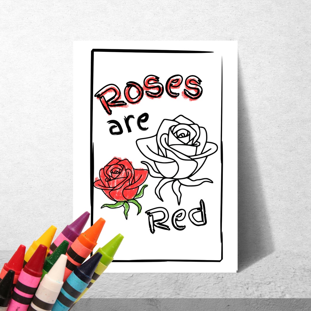 Printable Mother's Day Card to Color 'roses Are Red, Violets Are Blue ...