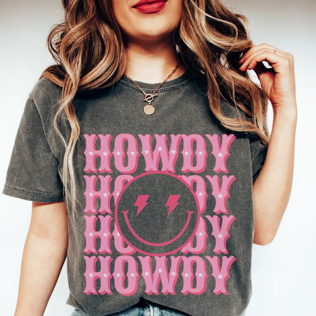 Howdy Shirt Comfort Colors Western Graphic Tee Preppy Lightning Bolt ...