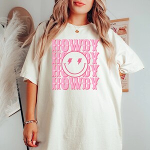 Howdy Shirt Comfort Colors Western Graphic Tee Preppy Lightning Bolt ...