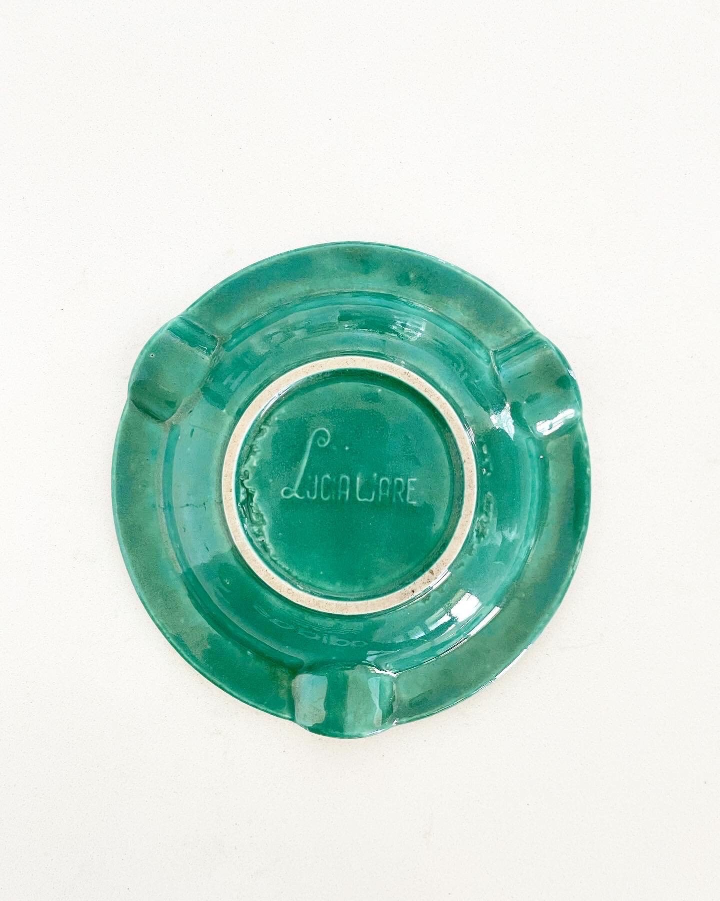 Vintage South African Lucia Ware Green Ceramic Engraved Ash Tray, Green ...