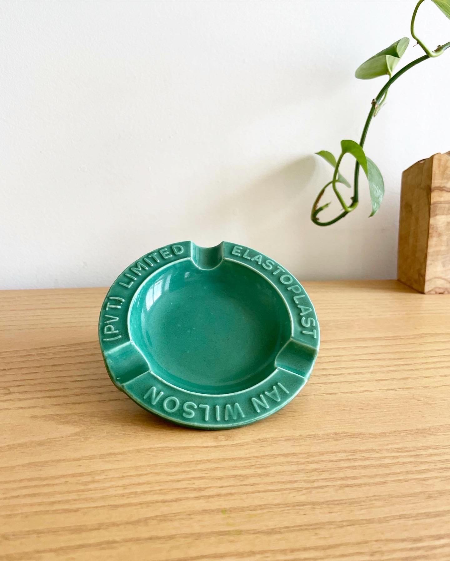 Vintage South African Lucia Ware Green Ceramic Engraved Ash Tray, Green ...