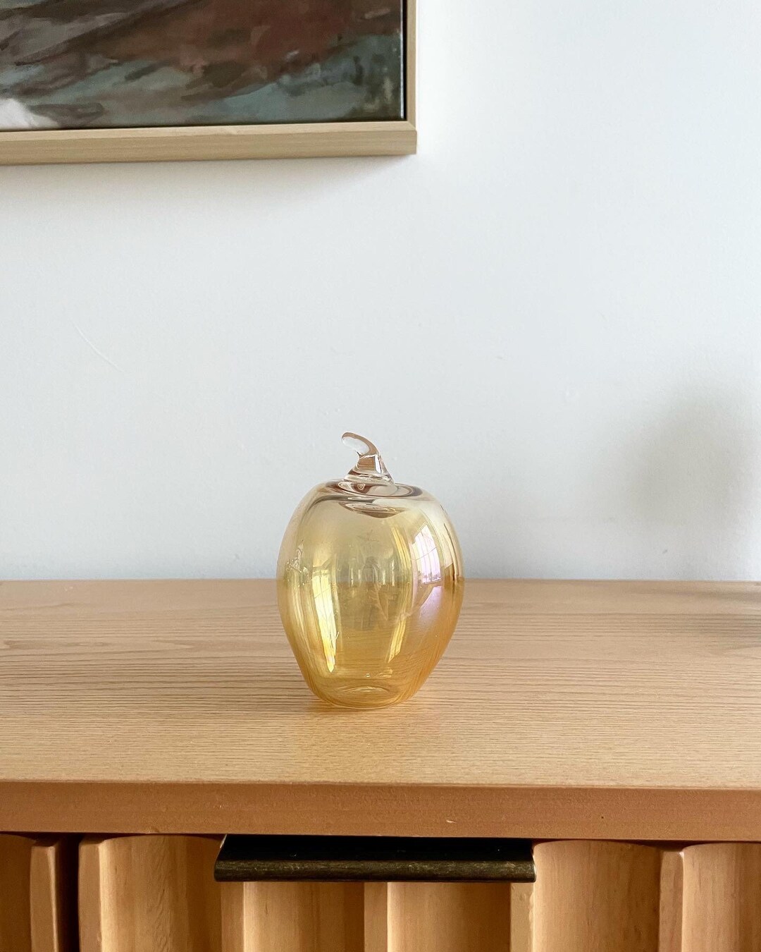 Vintage Transparent Golden Blown Glass Apple Decoration, Glass Yellow ...