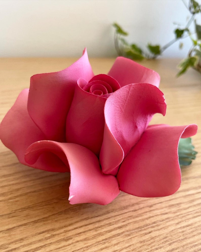 Capodimonte Porcelain Pink Rose Figurine, Made in Italy, Handmade ...