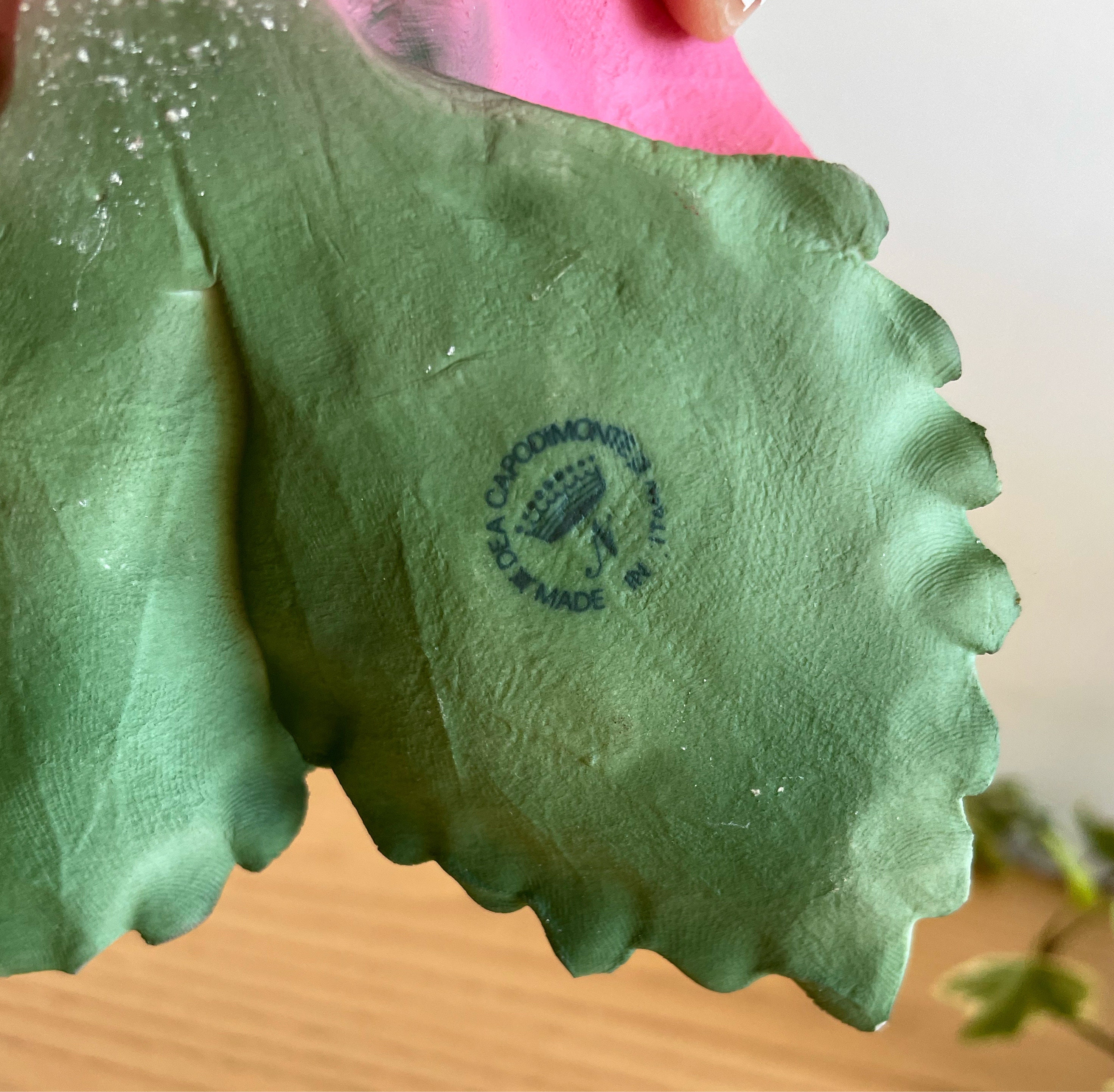 Capodimonte Porcelain Pink Rose Figurine, Made in Italy, Handmade Porcelain Flower Rose Figurine ...