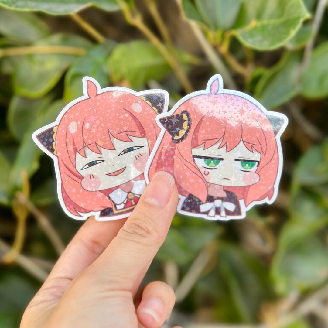 Holographic Waterproof Anya Funny Faces Spyfam Sticker Anime Stickers ...
