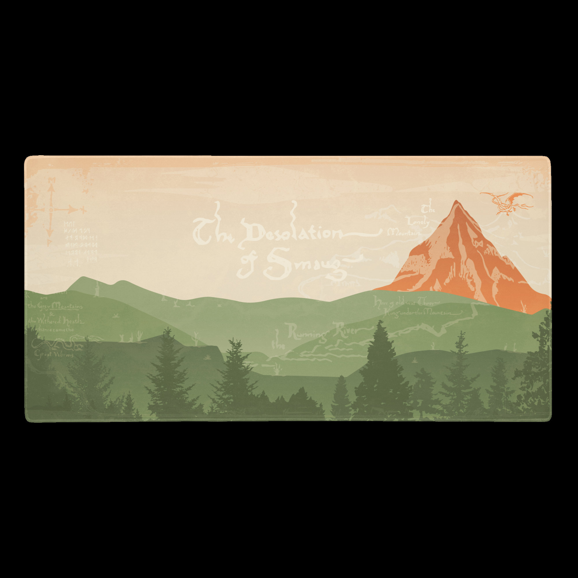 The Lord of the Rings the Hobbit Desk Mat the Lonely Mountain Smaug ...