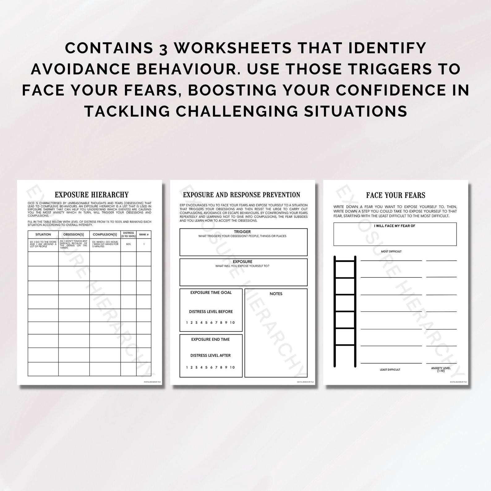 ERP Worksheets, OCD Worksheets, OCD Workbook, Exposure Therapy ...