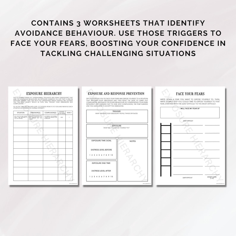 ERP Worksheets, OCD Worksheets, OCD Workbook, Exposure Therapy ...
