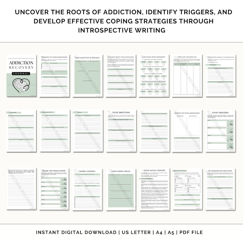 Addiction Recovery Worksheets Printable, Addiction Recovery Journal ...