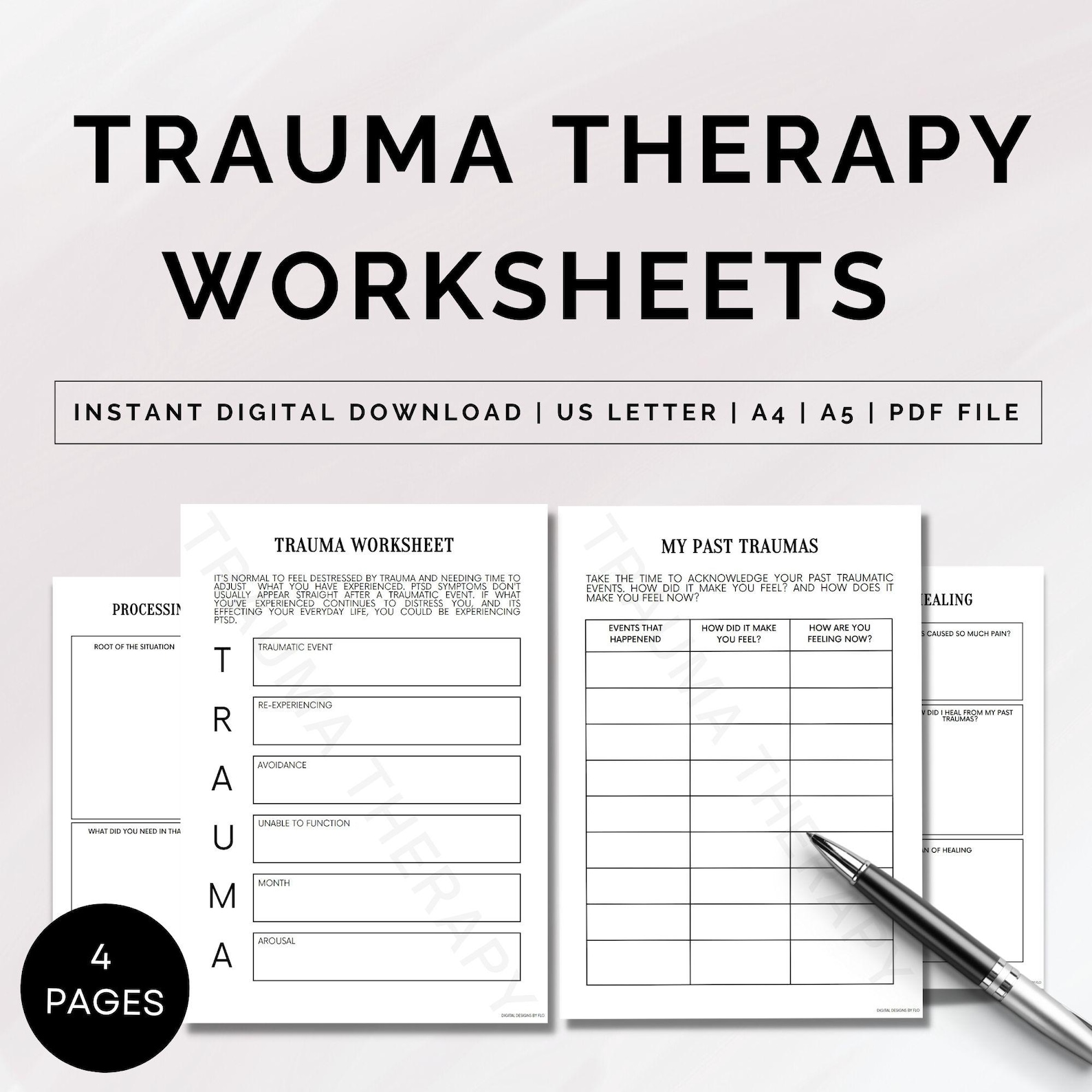 Trauma Therapy Worksheets, Trauma Workbook, Trauma Therapy, Trauma ...