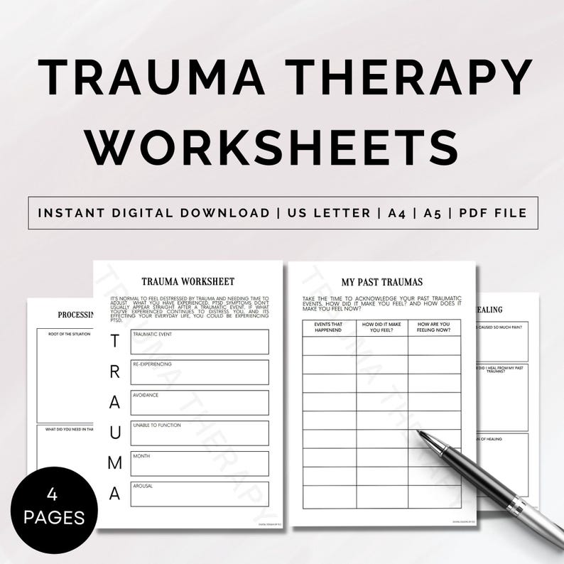 Trauma Therapy Worksheets, Trauma Workbook, Trauma Therapy, Trauma ...