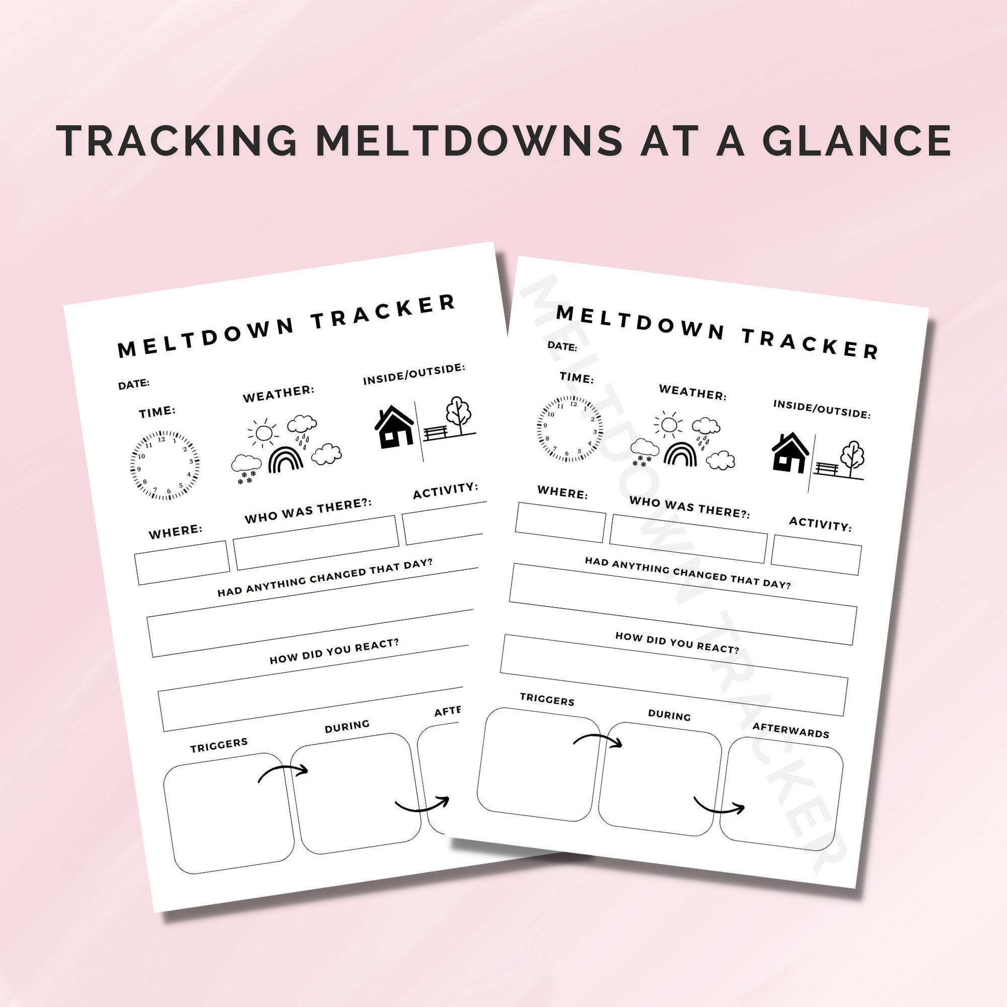 Meltdown Tracker, Sensory Processing, Autism Spectrum, ADHD, Learning ...