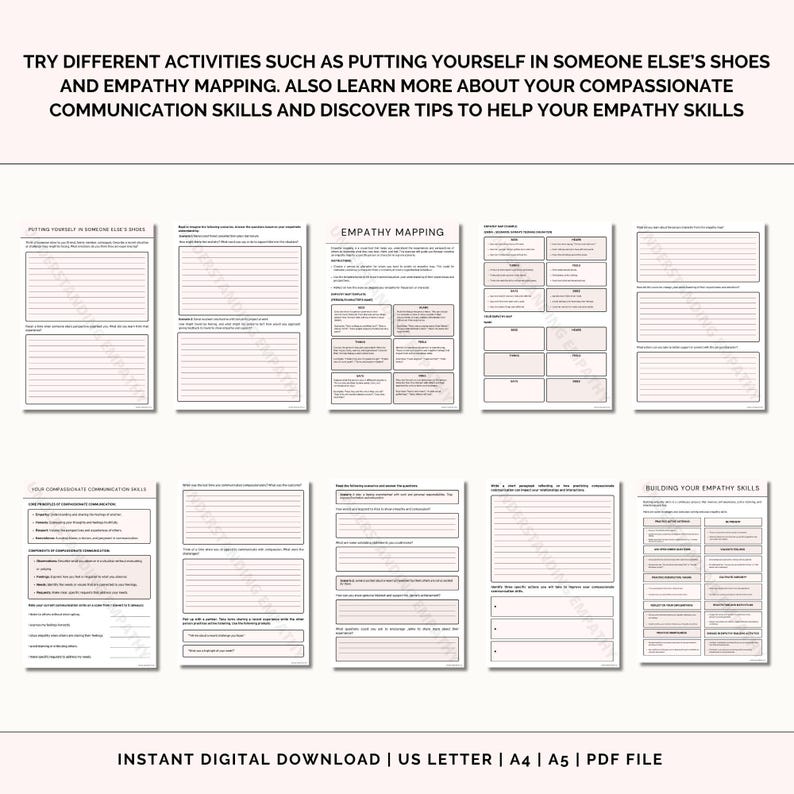Empathy Activity Workbook, Relationship Building, Empathy Skills ...