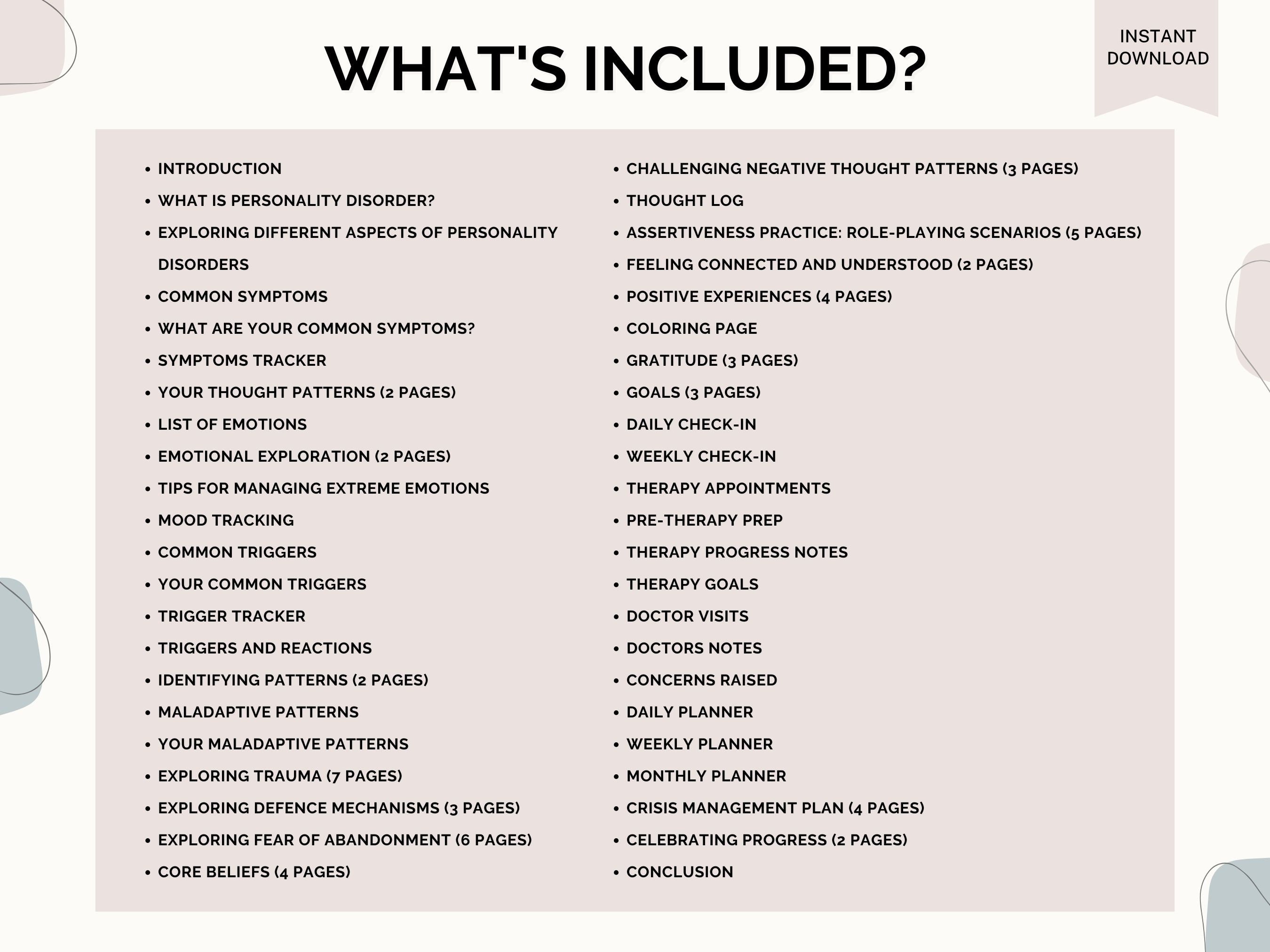 Personality Disorder Therapy Journal, BPD Workbook, Borderline ...