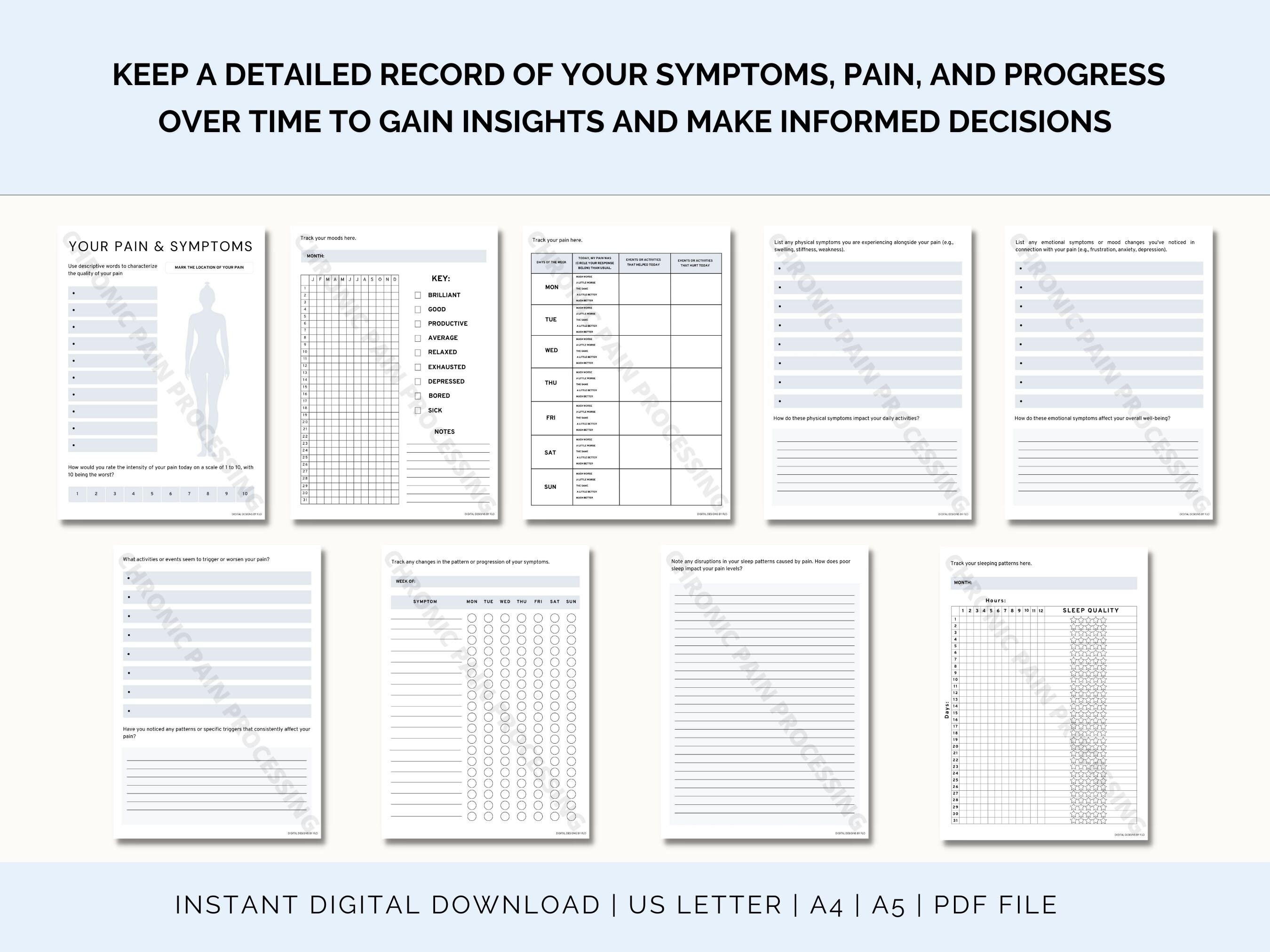 Chronic Pain Processing Journal, Chronic Pain Tracker, Fibromyalgia ...