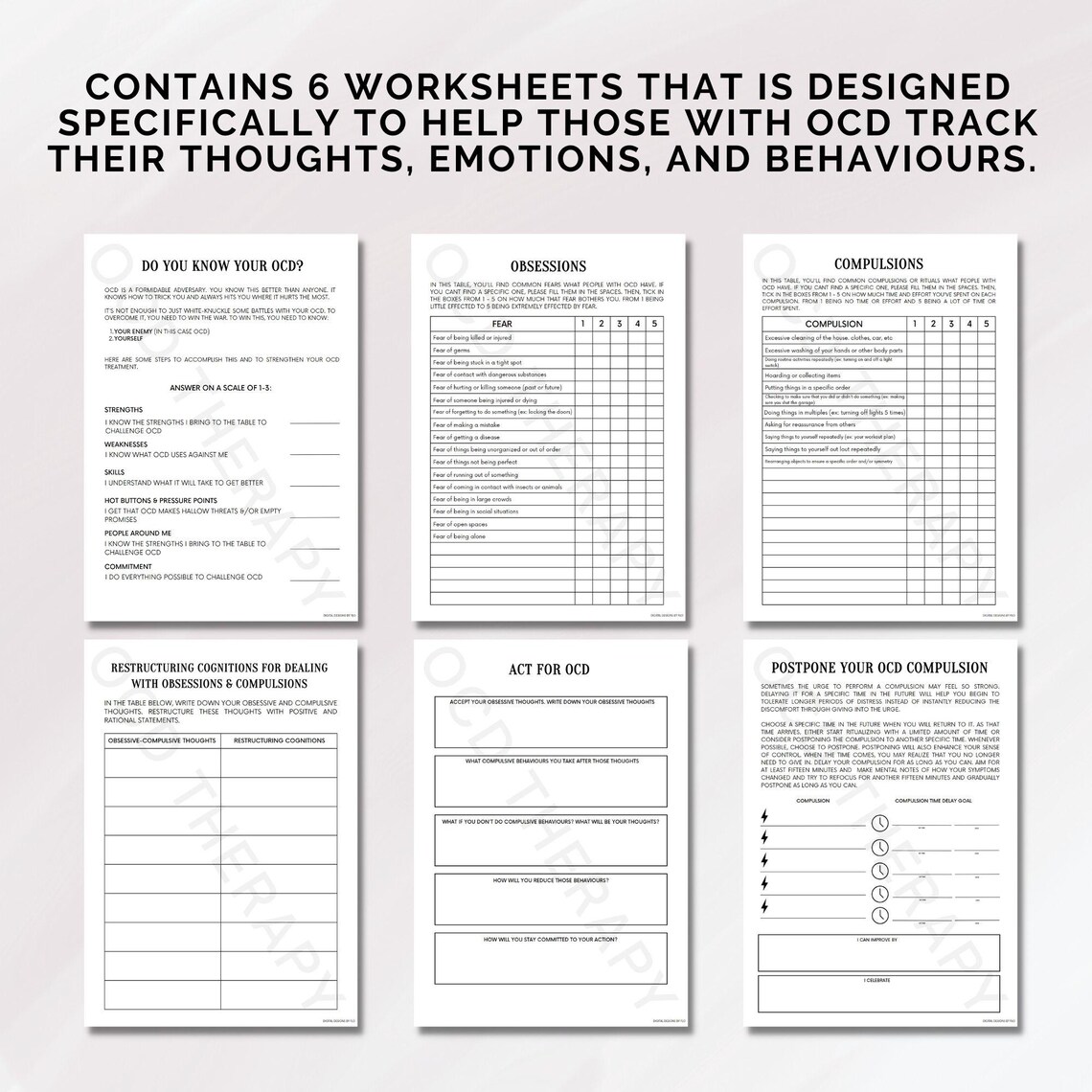 OCD Therapy Worksheets, ERP Self-help Strategies, Exposure Therapy ...