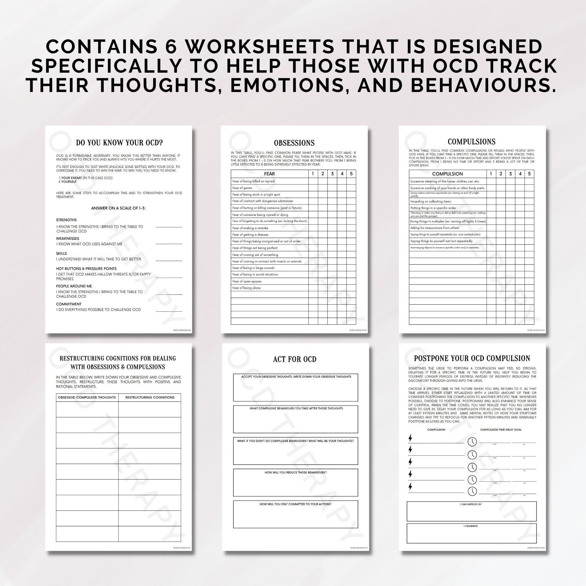 OCD Therapy Worksheets, ERP Self-help Strategies, Exposure Therapy ...