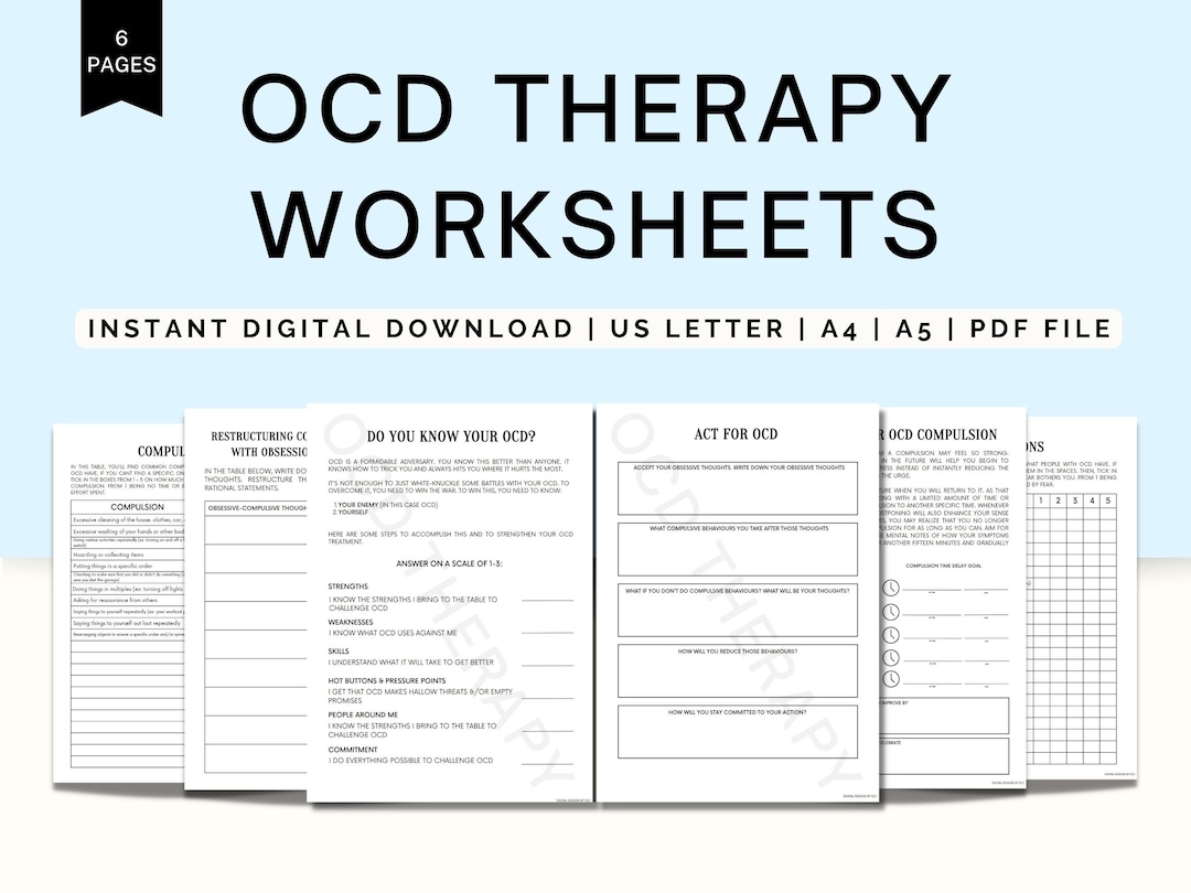 Ocd Therapy Worksheets Ocd Workbook Ocd Worksheets Exposure Therapy