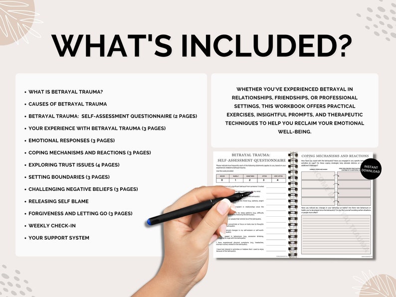 Betrayal Trauma Workbook Printable, Trauma Healing Journal, Therapy ...