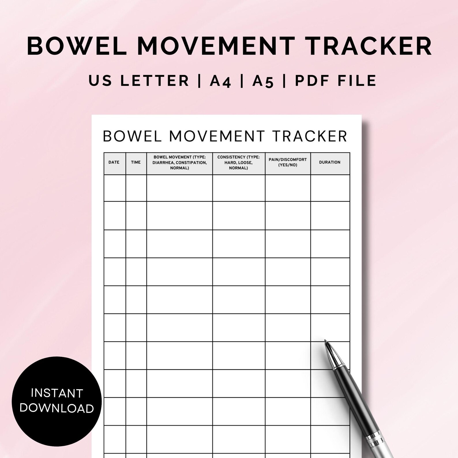 Bowel Movement Tracker: Gut Health Journal (printable PDF) - Etsy