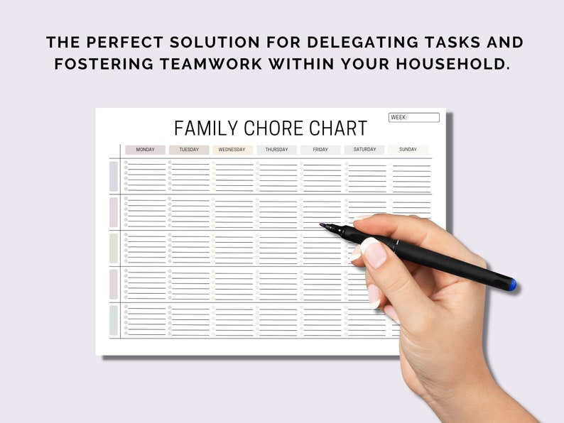 Family Chore Chart Printable, Printable Weekly Chore List, Cleaning ...