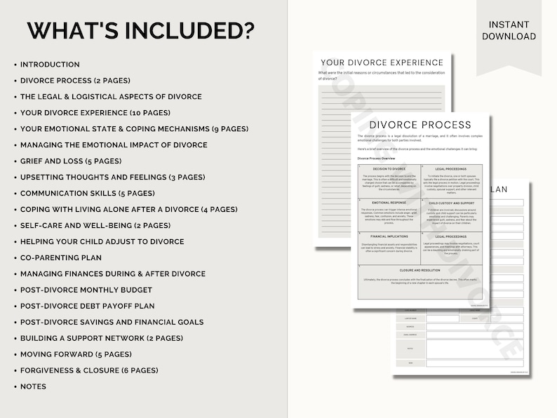 Divorce Therapy Workbook, Coping With Divorce for Adults, Breakup ...