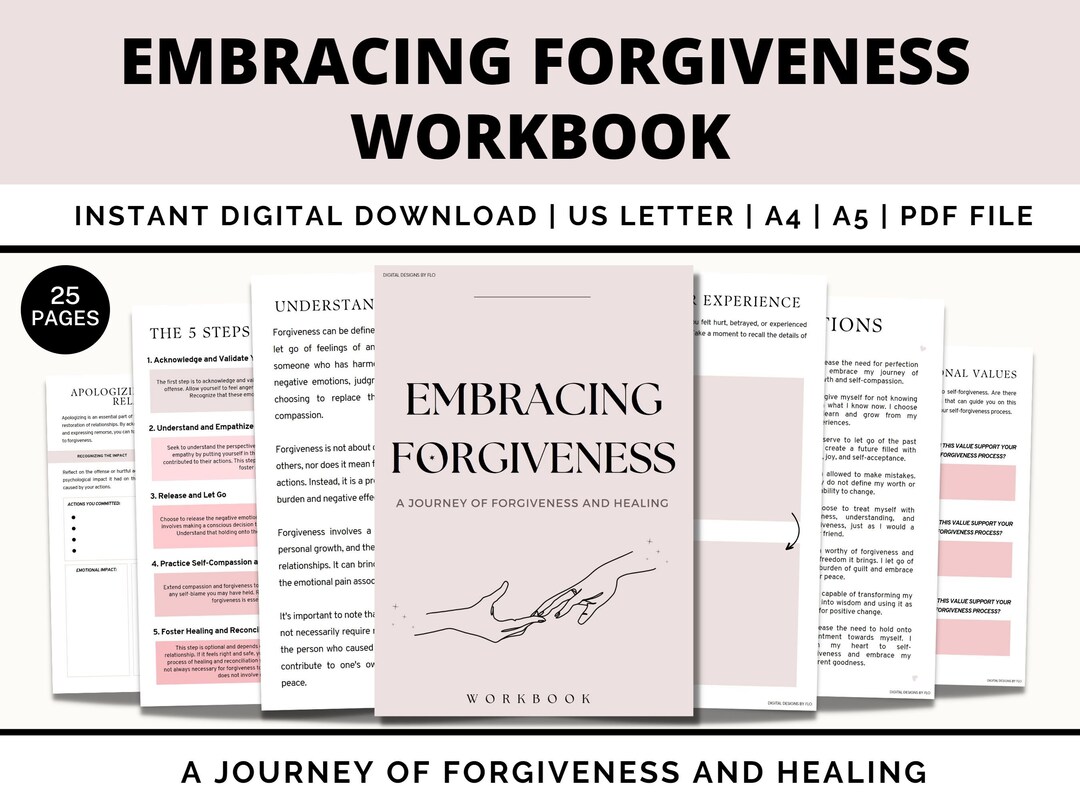 Forgiveness Workbook Printable, Forgiveness Worksheet, Forgiveness ...