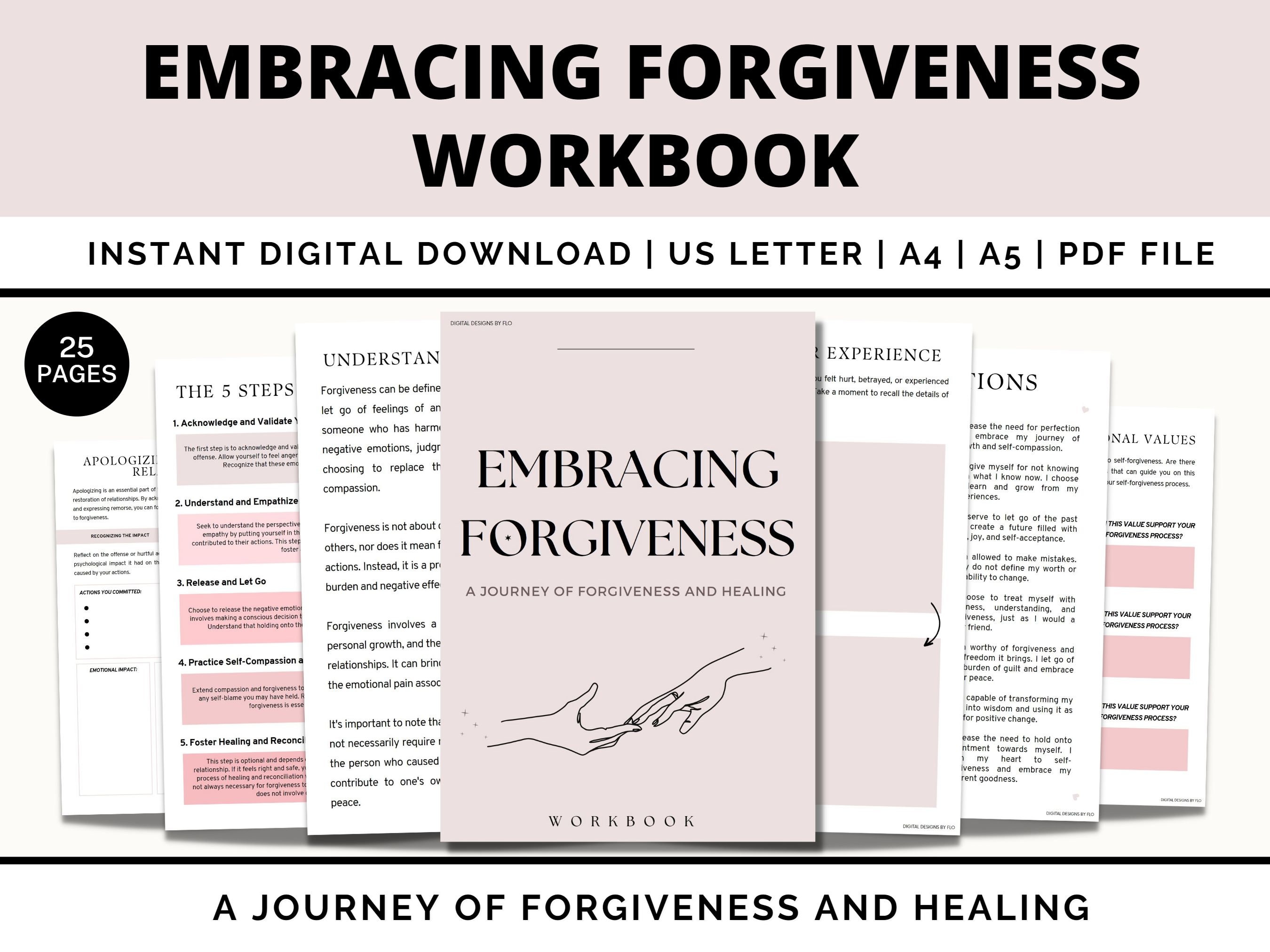 Forgiveness Workbook Printable, Forgiveness Worksheet, Forgiveness ...