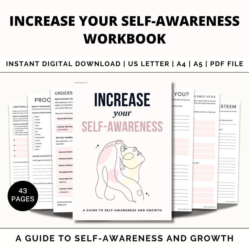 Self Awareness Worksheets, Identity Workbook, Emotional Intelligence ...