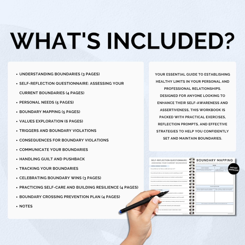 Boundaries Worksheets, Personal Boundary Setting Workbook, Therapy ...
