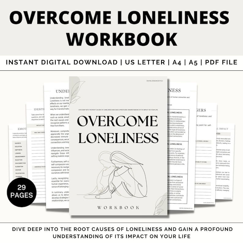 Overcome Loneliness Workbook Printable, Dealing With Loneliness, People ...