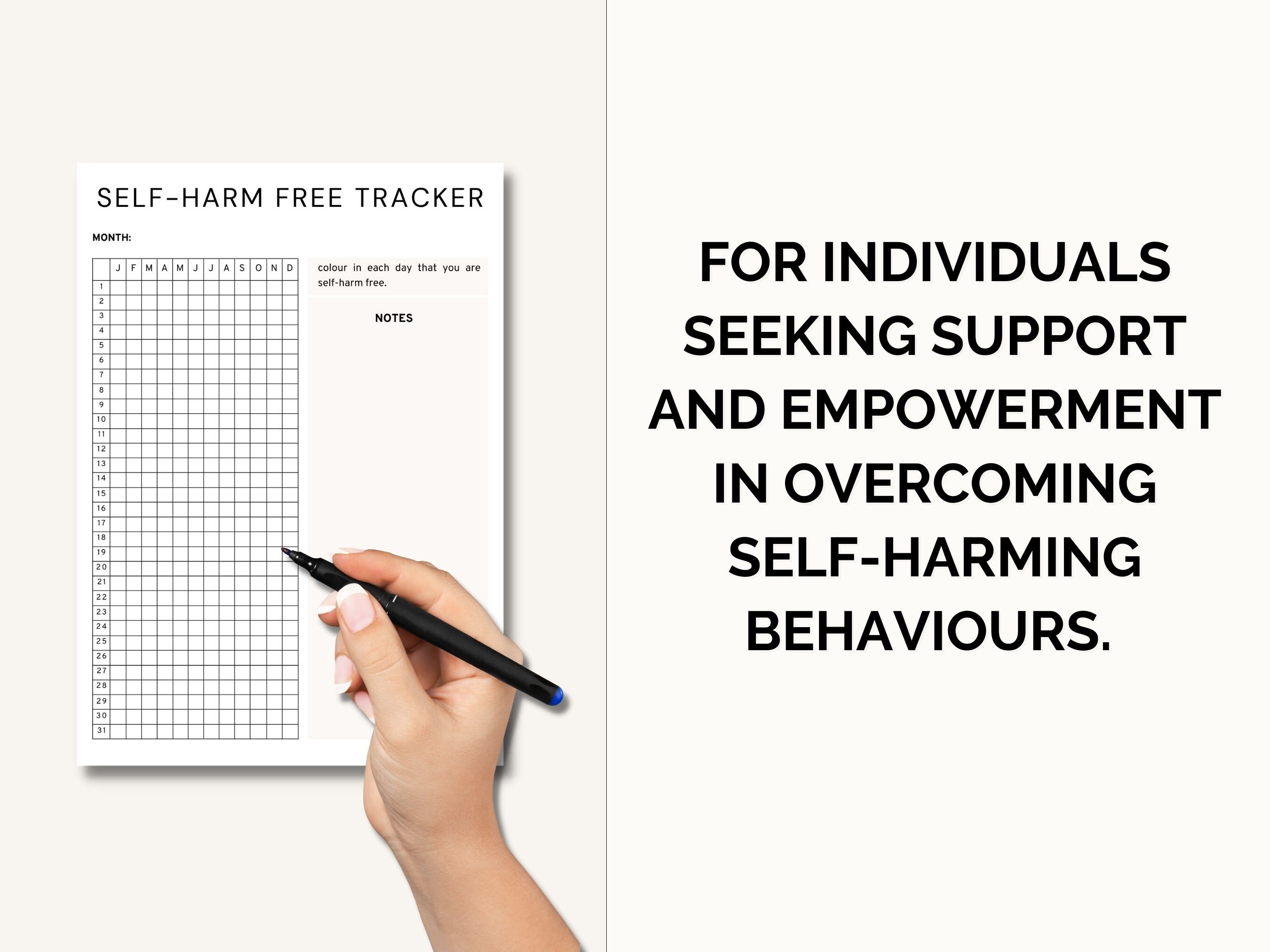 Self-harm Recovery Therapy Worksheets, Tools for Self Injury Recovery ...