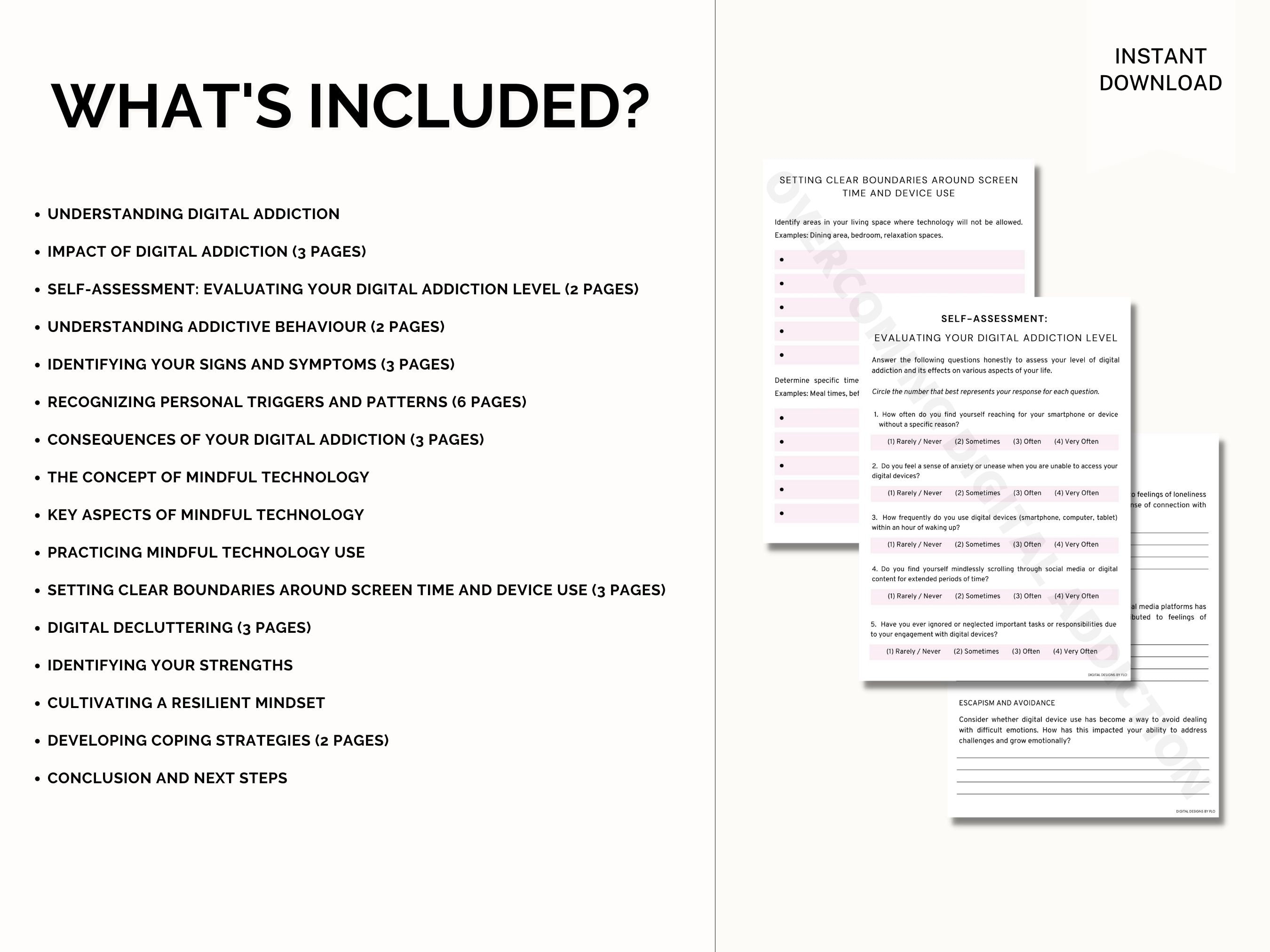 Overcoming Digital Addiction Worksheets, Screen Time Addiction ...