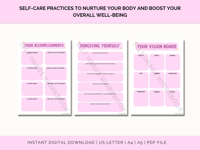 Body Image Worksheet, Body Positivity Workbook, Therapy Worksheet, Self ...