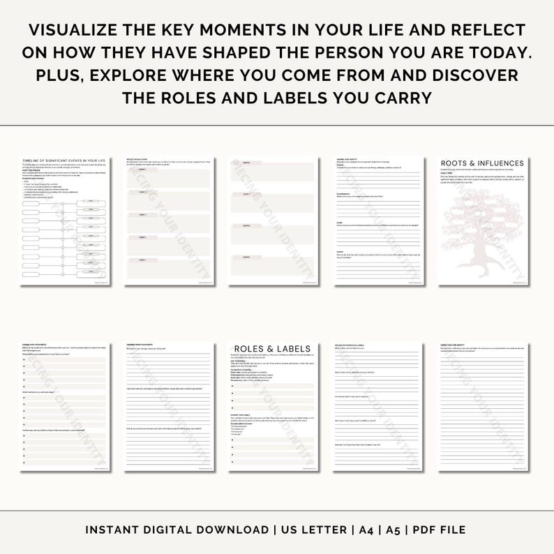 Self Discovery Journal, Identity Workbook, Growth, Self Awareness, Self ...
