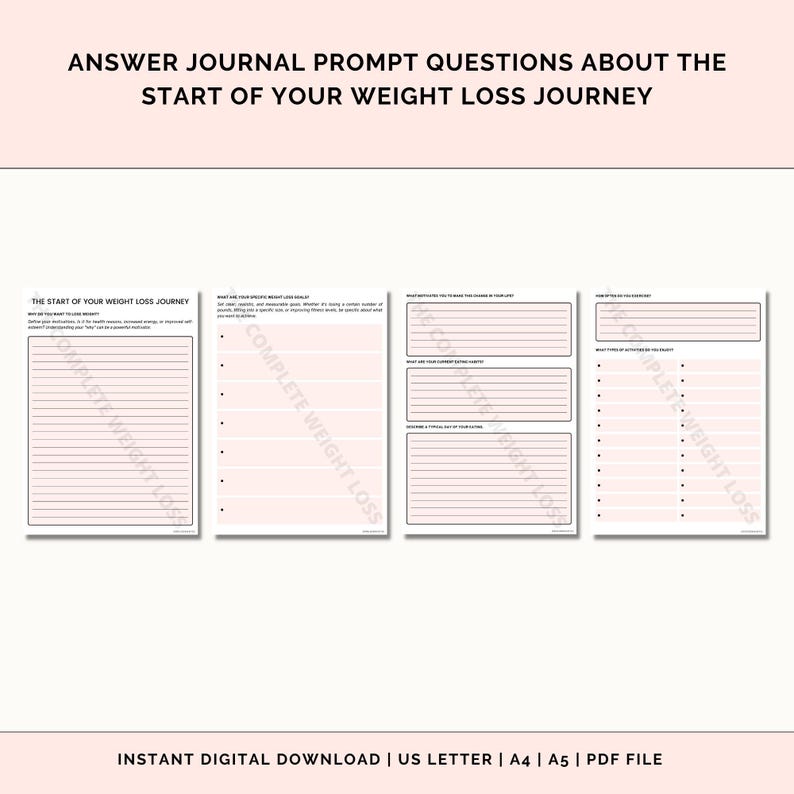 Printable Health and Fitness Journal, Weight Loss Tracker, Fitness ...
