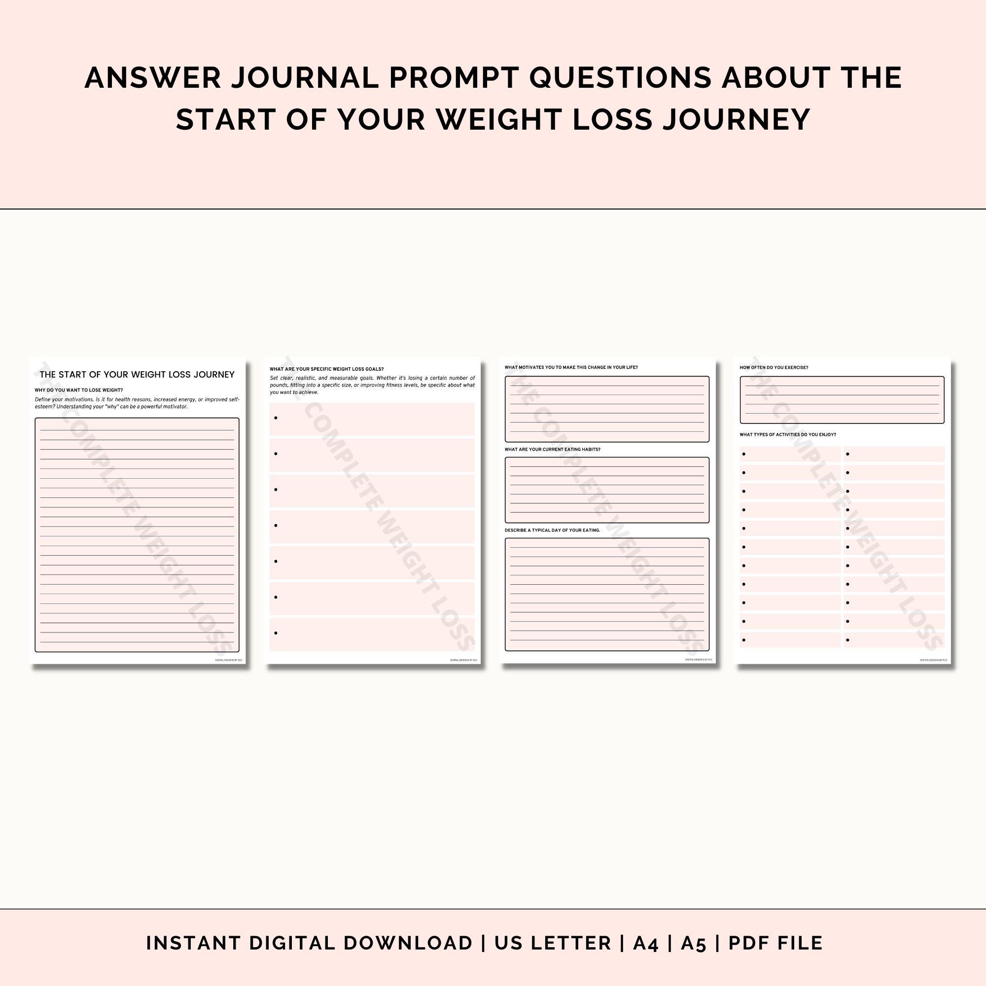Printable Health and Fitness Journal, Weight Loss Tracker, Fitness ...