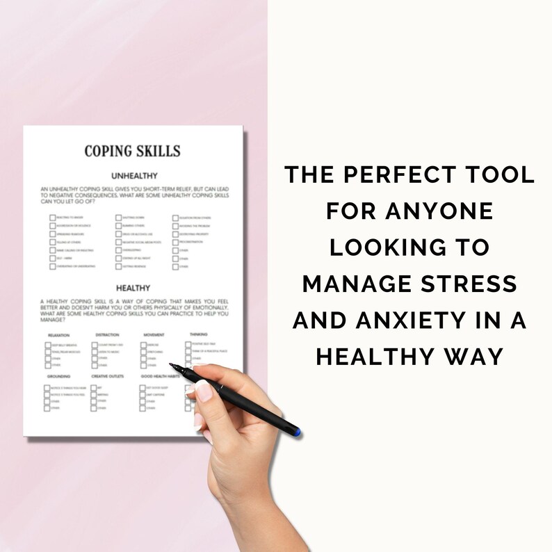 Coping Skills Checklist for Managing Stress and Anxiety, Therapy ...