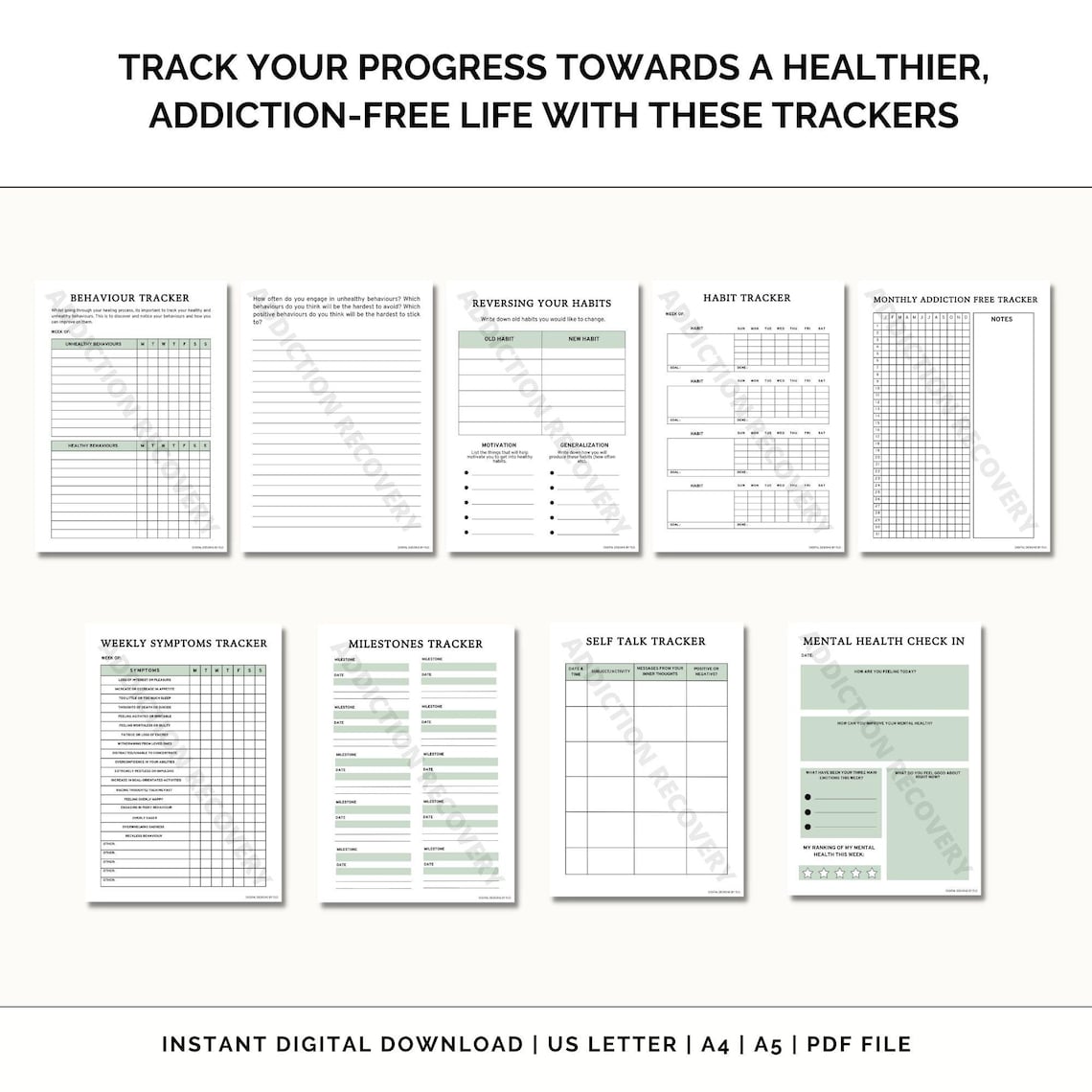 Addiction Recovery Worksheets Printable, Addiction Recovery Journal ...